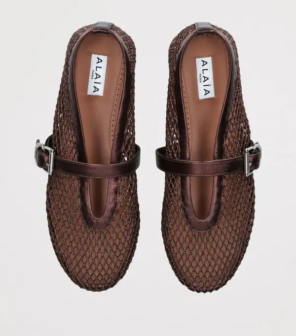Alaïa Mesh Ballet Flats - Brown
