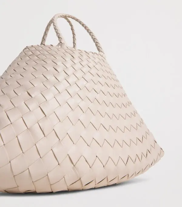 Dragon Diffusion Small Santa Croce Woven Leather Tote Bag - Ivory