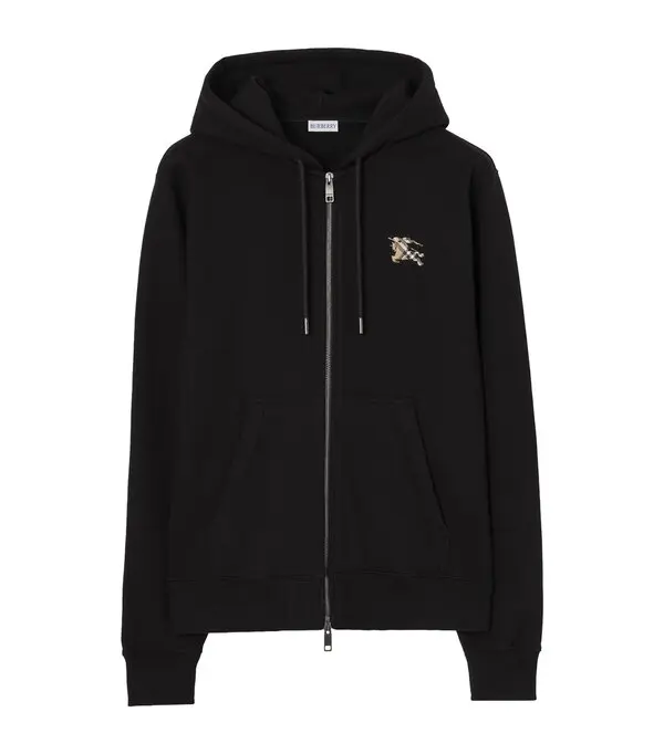 Burberry Cotton Check Knight Stamp Zip-up Hoodie