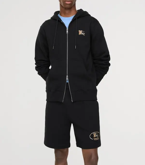 Burberry Cotton Check Knight Stamp Zip-up Hoodie