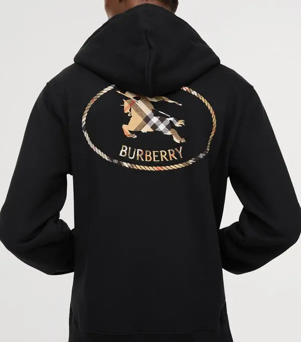 Burberry Cotton Check Knight Stamp Zip-up Hoodie
