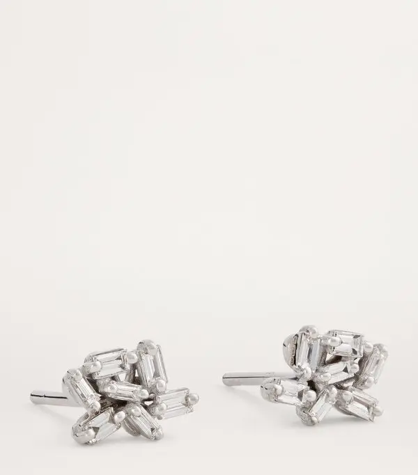 SUZANNE KALAN 18kt Gold Baguette Diamond Stud Earrings
