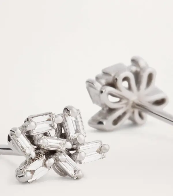 SUZANNE KALAN 18kt Gold Baguette Diamond Stud Earrings