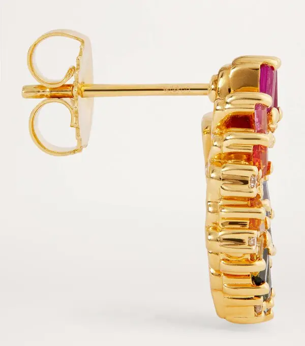 SUZANNE KALAN Yellow Diamond And Sapphire Hoop Earrings