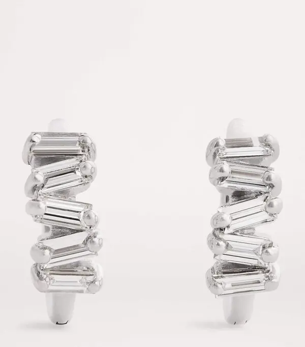 SUZANNE KALAN Gold And Diamond Huggie Earrings
