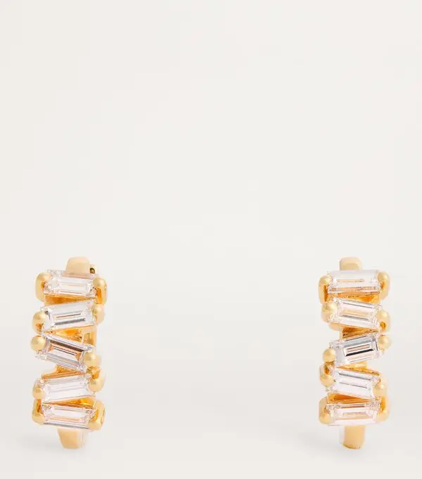 SUZANNE KALAN Yellow And Diamond Bold Huggie Earrings