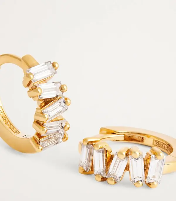 SUZANNE KALAN Yellow And Diamond Bold Huggie Earrings