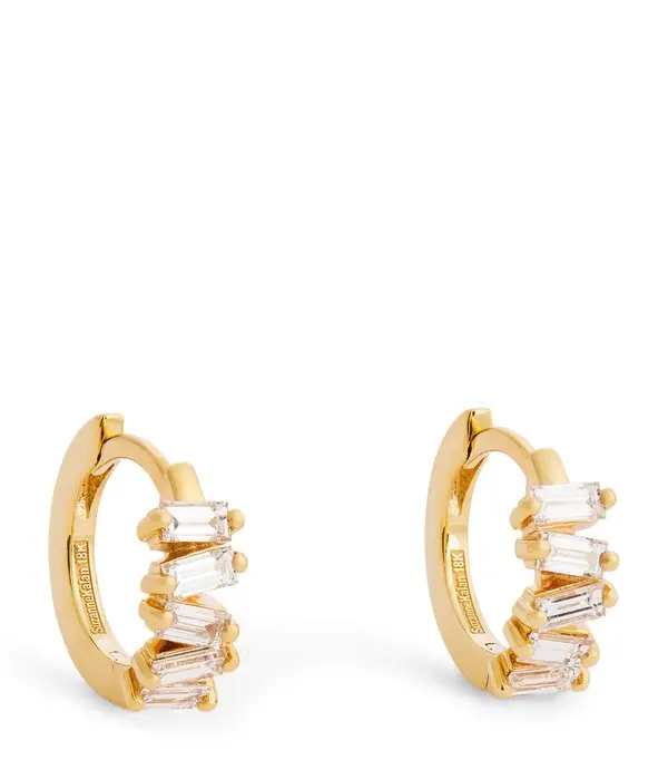 SUZANNE KALAN 18kt Yellow Diamond Huggie Earrings - Gold