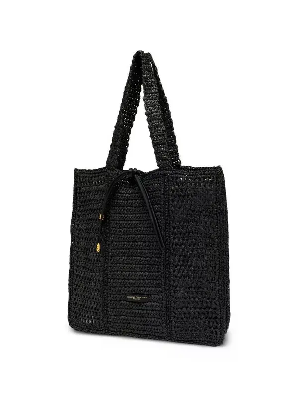 GIANNI CHIARINI Nefeli Crochet Drawstring Tote Bag - Black