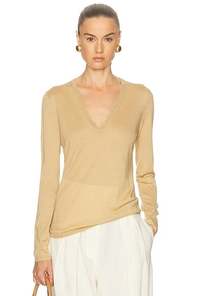 Gabriela Hearst Clementia V-neck Top - Hay