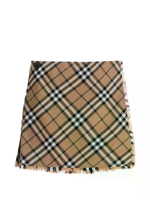 Burberry Checkered Mini Skirt With Frayed Hem