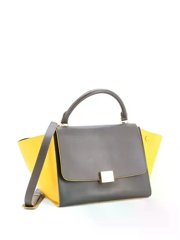 Celine Bicolor Trapeze Bag Leather Small Satchel