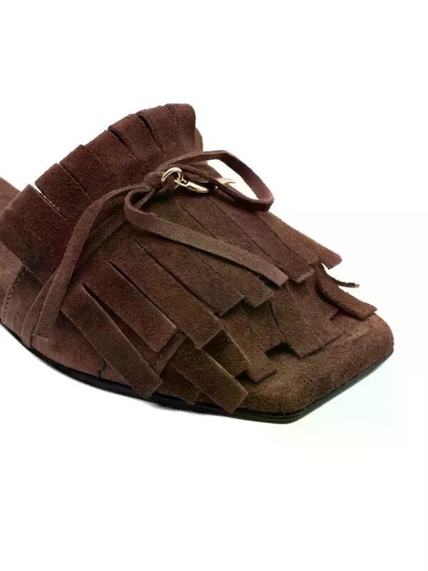 DONNARÌ Fringed Square Toe Sandals