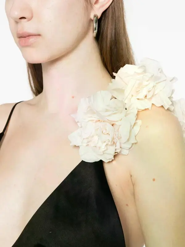 Sandro Asymmetrical Ruffled Mini Dress With Flower Detail