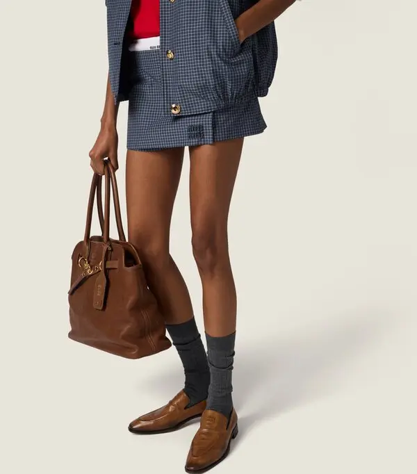 Miu Miu Check Mini Skort With Attached Shorts