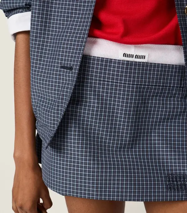 Miu Miu Check Mini Skort With Attached Shorts