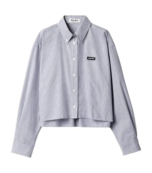 Miu Miu Cotton Poplin Check Shirt - Blue