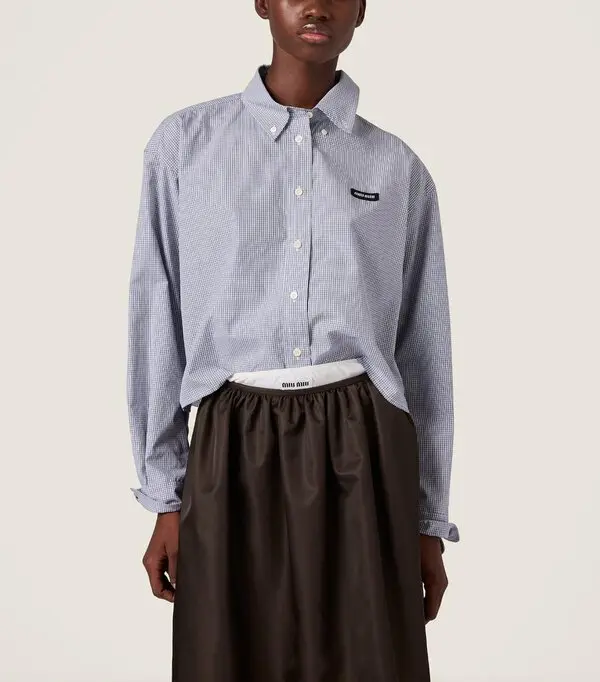 Miu Miu Cotton Poplin Check Shirt - Blue
