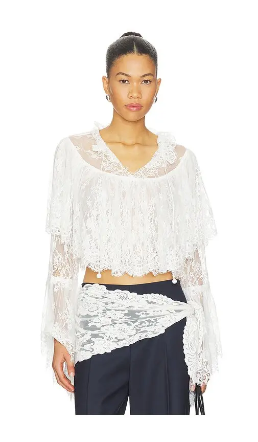 Sea Holden Embroidery Longsleeve Blouse - White