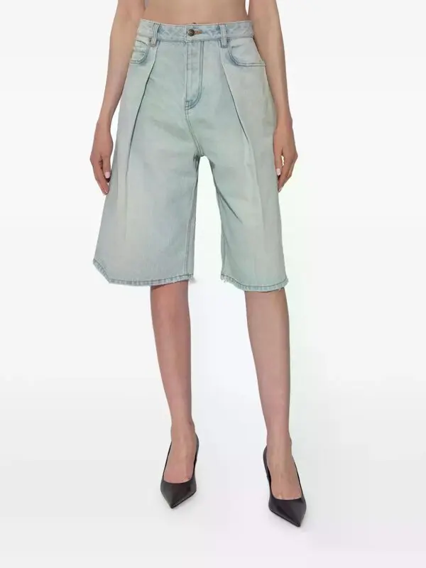 Balenciaga Pleated Denim Shorts