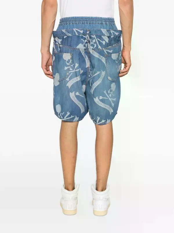 MASTERMIND WORLD All-over Skull & Crossbones Print Denim Shorts