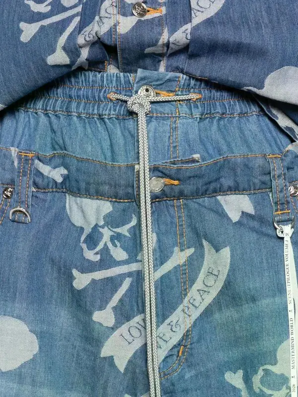 MASTERMIND WORLD All-over Skull & Crossbones Print Denim Shorts