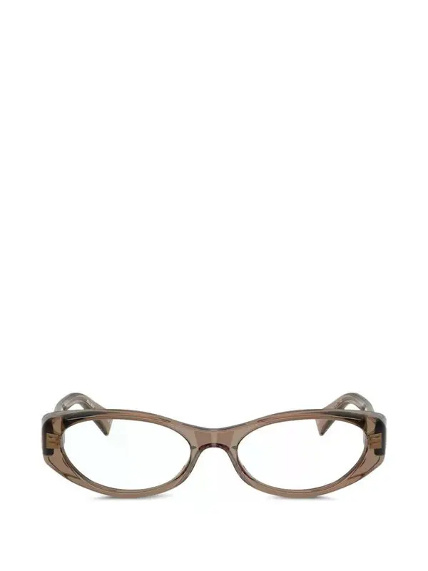 Miu Miu Oval Frame Glasses - Brown