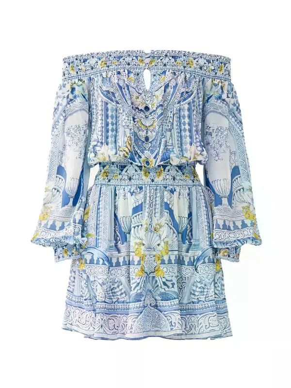 Camilla De Nada Granada Off-shoulder Ruffled Mini Dress