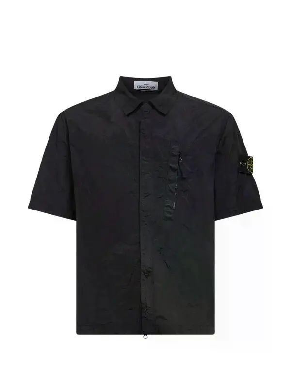 Stone Island 1200028 Nylon Metal In Econyl® Comfort-fit Short-sleeve Shirt With Zip