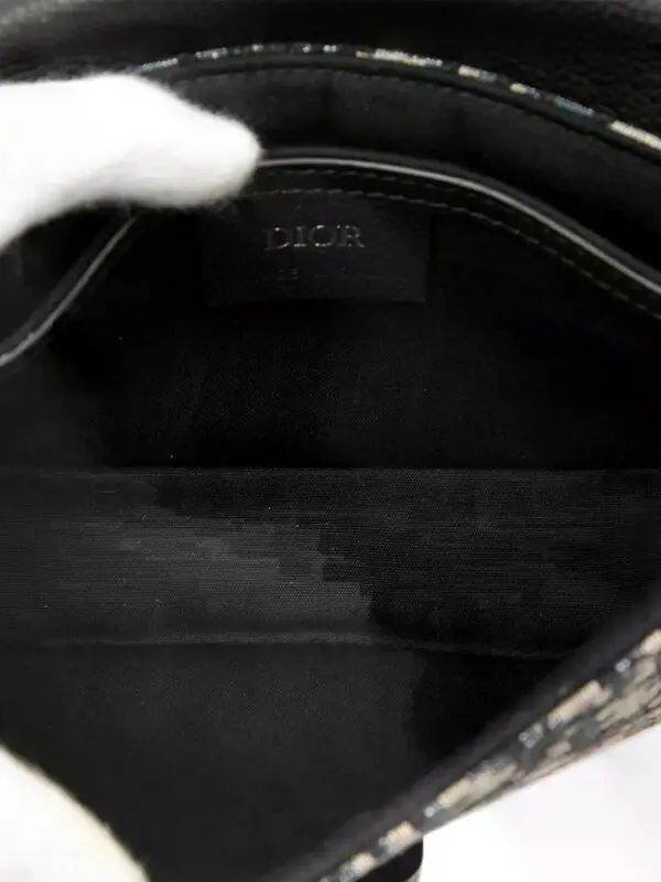 Dior Mini Oblique Canvas Saddle Buckle Messenger Bag