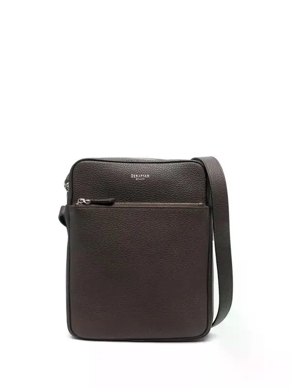 SERAPIAN North South Leather Messenger Bag - Brown