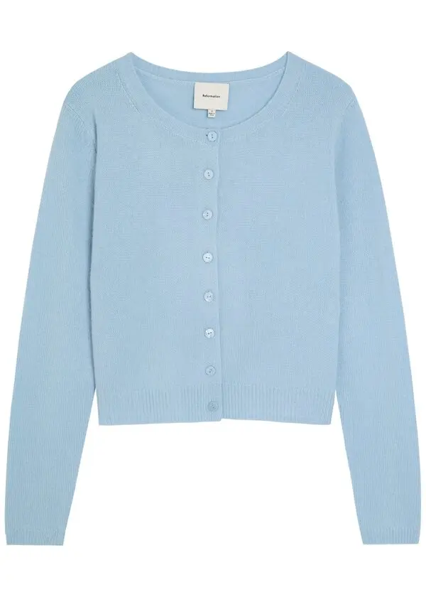 REFORMATION Clara Cashmere Cardigan - Light Blue
