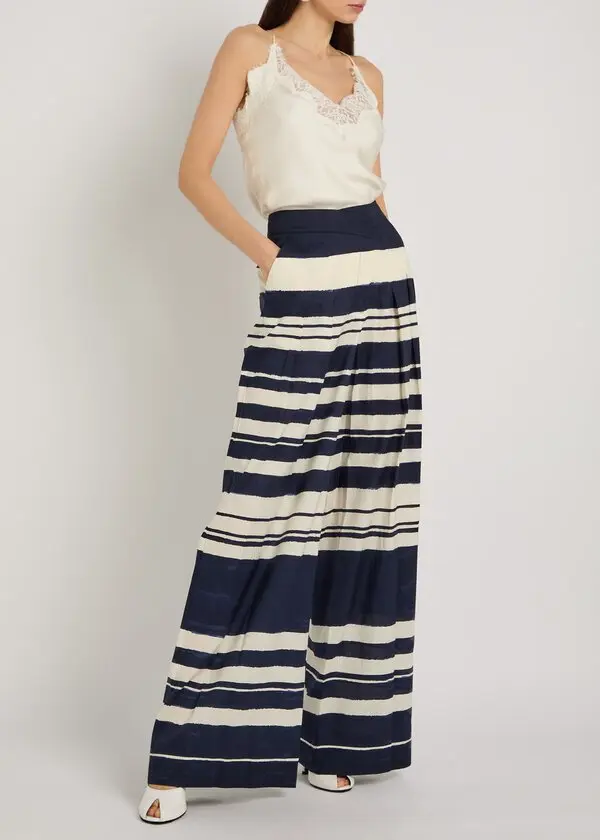 Veronica Beard Heron Striped Wide-leg Trousers