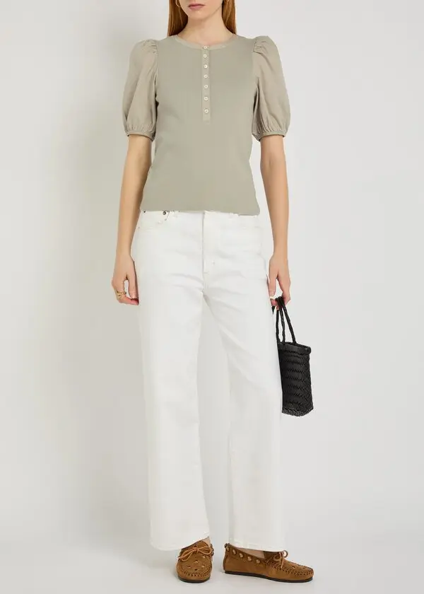 Paige Cotton-blend Puff Sleeve Top