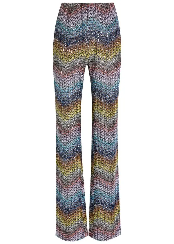 Missoni Sequined Metallic-knit Flared Trousers - Multicoloured