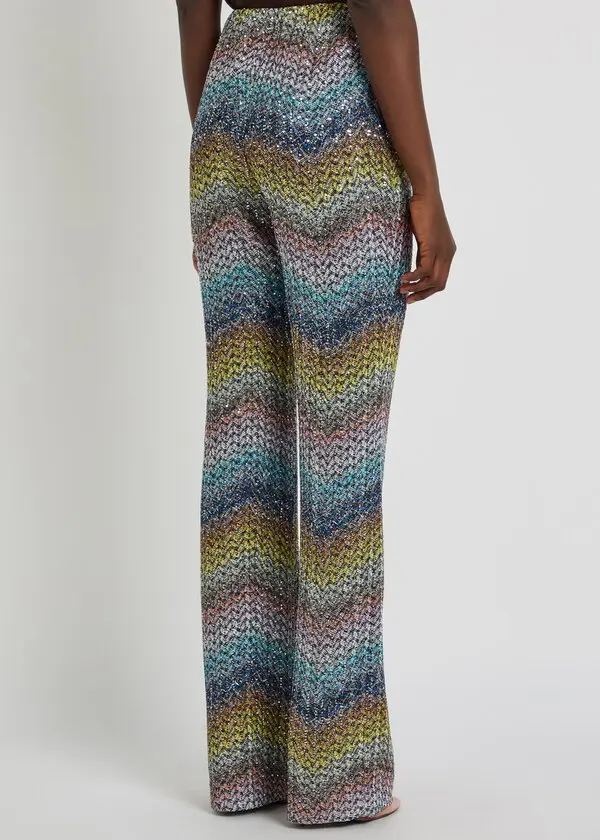 Missoni Sequined Metallic-knit Flared Trousers