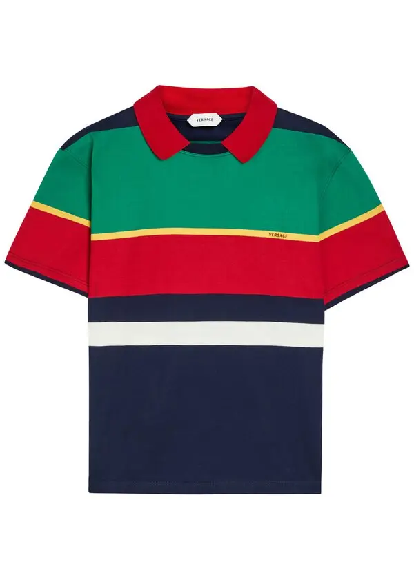 Versace Striped Layered Cotton T-shirt - Multicoloured 1