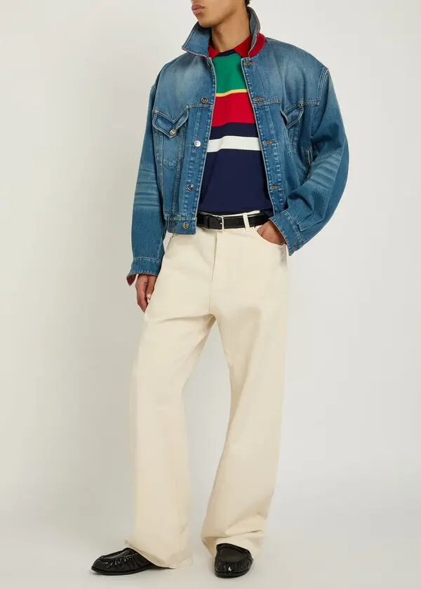 Versace Striped Layered Cotton T-shirt - Multicoloured 1