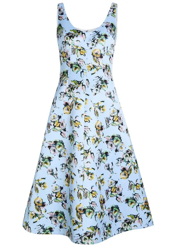 EMILIA WICKSTEAD Abella Floral-print Satin Midi Dress - Green