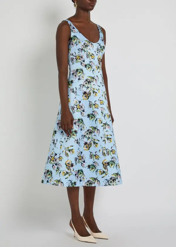 EMILIA WICKSTEAD Abella Floral-print Satin Midi Dress - Green