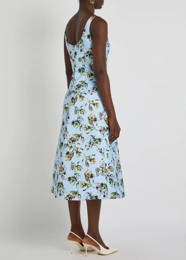 EMILIA WICKSTEAD Abella Floral-print Satin Midi Dress - Green