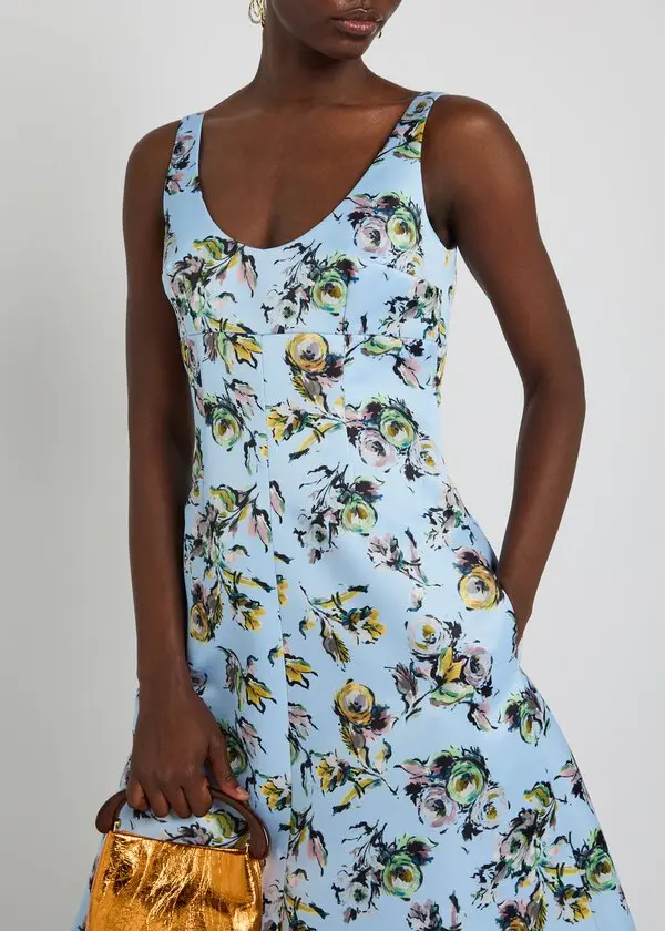 EMILIA WICKSTEAD Abella Floral-print Satin Midi Dress - Green