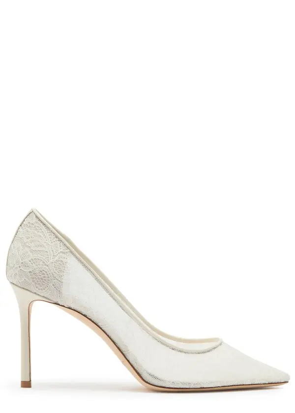 JIMMY CHOO Romy 85 Lace Pumps - White