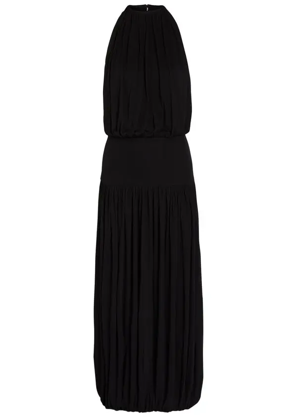 TOTEME Gathered Jersey Maxi Dress - Black
