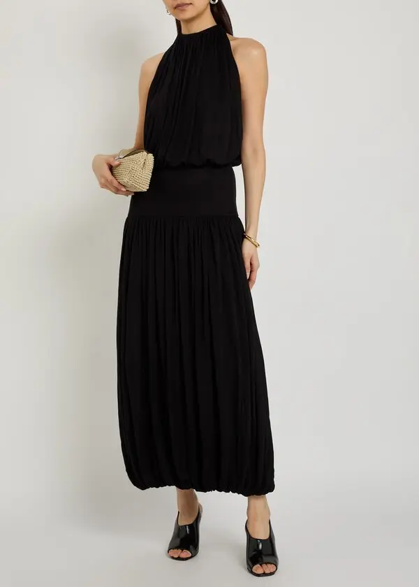TOTEME Gathered Jersey Maxi Dress - Black