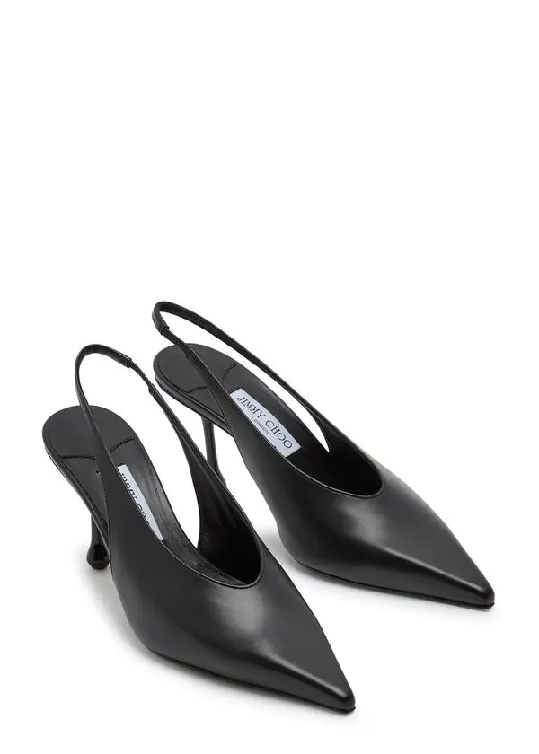 JIMMY CHOO Isa 80 Leather Slingback Pumps