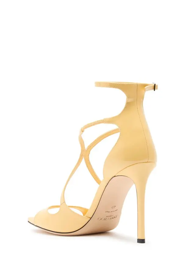 JIMMY CHOO Azia 95 Patent Leather Sandals - Yellow
