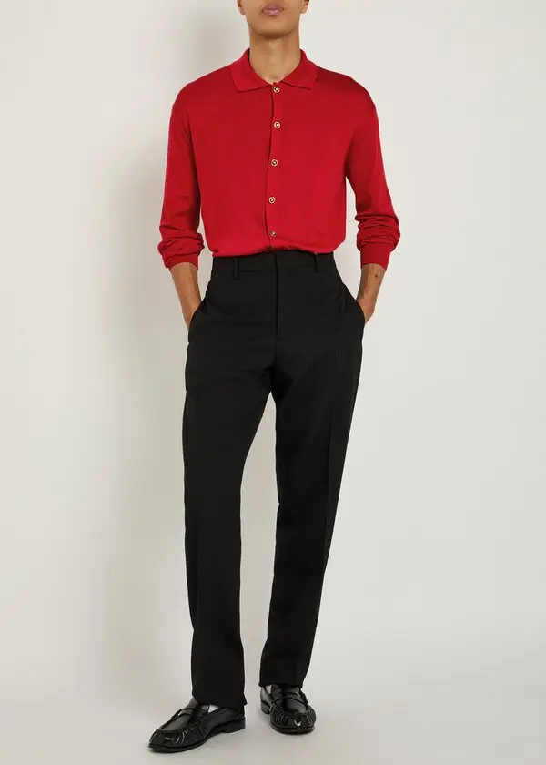 Versace Fine-knit Silk-blend Cardigan - Red