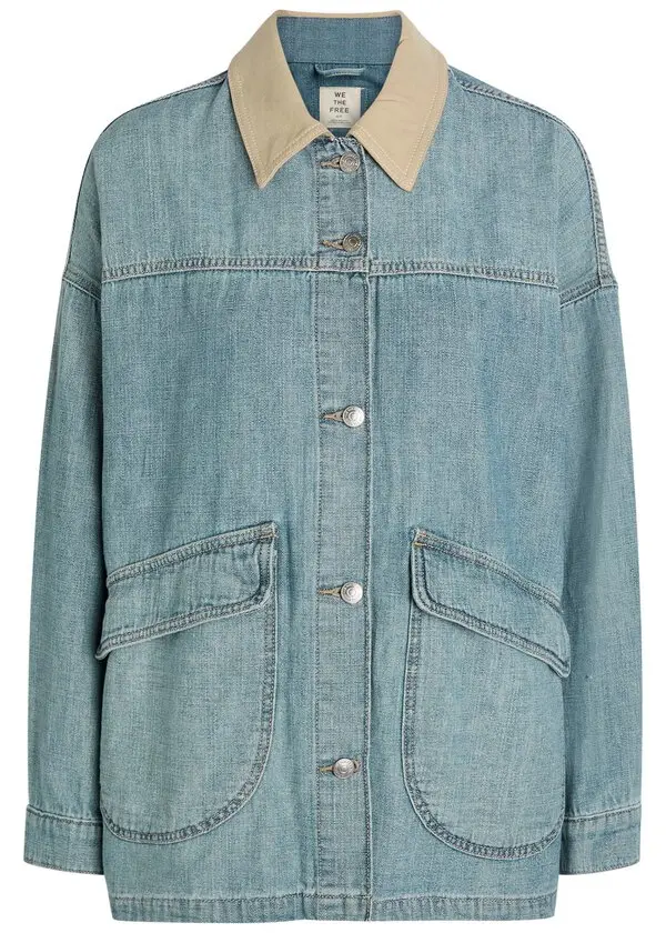 Free People Denim Jacket With Contrasting Collar