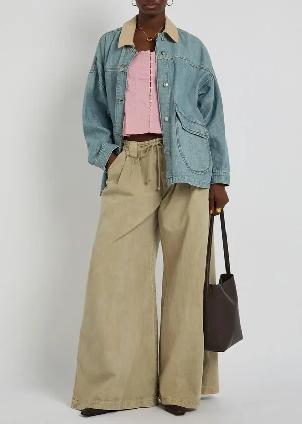Free People Denim Jacket With Contrasting Collar